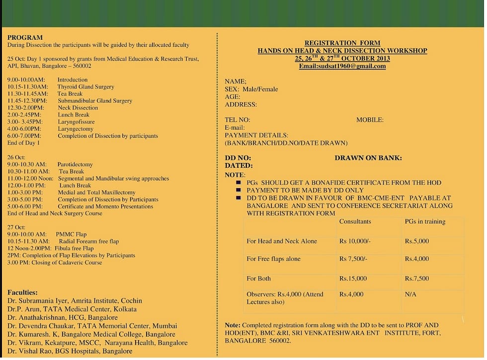 Cadaveric Head And Neck Dissection Course - Bangalore